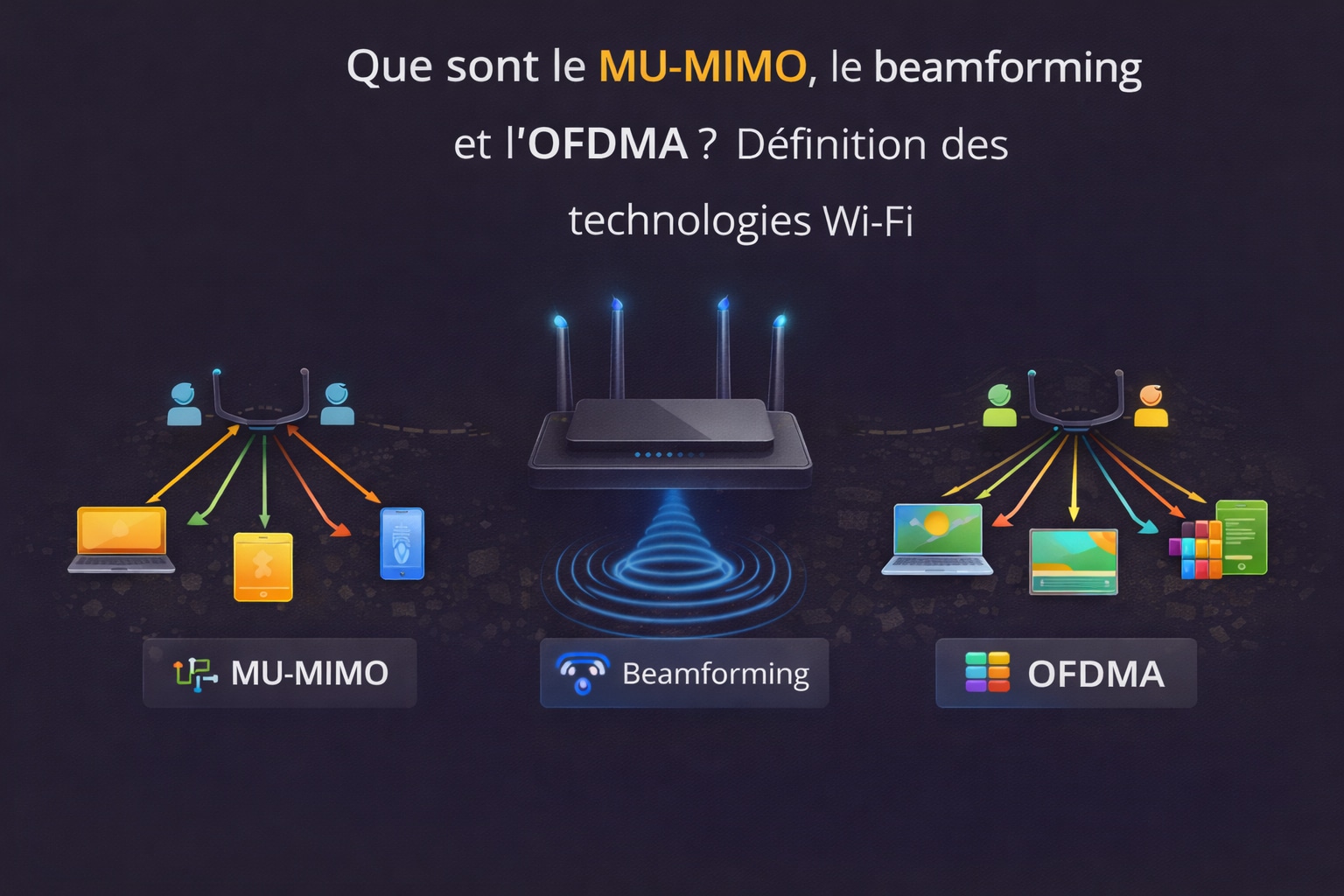 Technologie Wi-Fi → Définition de MU-MIMO, beamforming & OFDMA | Facem Web